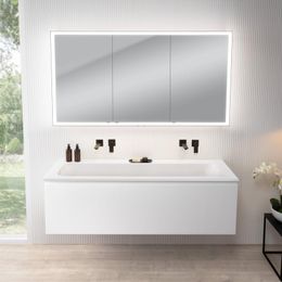 rivea Dia Unterschrank B: 161 cm mit 1 Auszug, Waschtisch ohne Hahnloch wei&szlig;, mit n60 Spiegelschrank f&uuml;r die Schweiz,, BR0045WM+BR0128WH+BN0504MI,