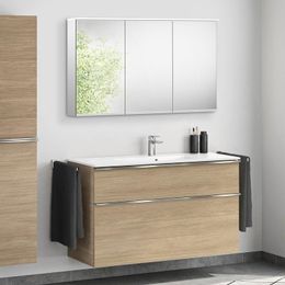 Duravit ME by Starck Waschtisch, evineo ineo4 Unterschrank B: 123 cm, mit Griff, mit Spiegelschrank f&uuml;r die Schweiz,, 233612AA00+BE0268OA+BEA043MI,