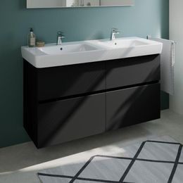 Geberit Renova Plan Doppelwaschtisch, evineo ineo5 evo Unterschrank B: 130 cm, 4 Ausz&uuml;ge, mit Griffmulde,, 501710008+BE0992BM,