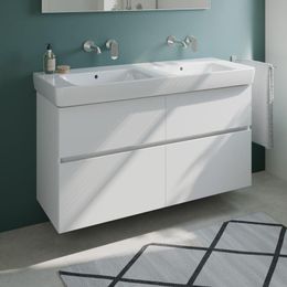 Geberit Renova Plan Doppelwaschtisch, evineo ineo5 evo Unterschrank B: 130 cm, 4 Ausz&uuml;ge, mit Griffmulde,, 501712001+BE0992WM,