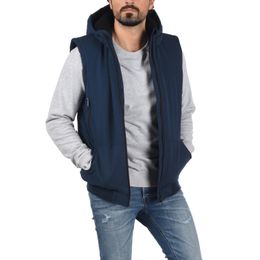 Kurzweste Blend "BHElano", Herren, Gr. S, blau (marineblaus), 100% Polyester, unifarben, regular fit normal, Westen, Praktische Outdoor Weste mit Kapuze und Innentasche
