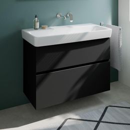 Geberit Renova Plan Waschtisch, evineo ineo5 evo Unterschrank B: 100 cm, 2 Ausz&uuml;ge, mit Griffmulde,, 501709008+BE0991BM,