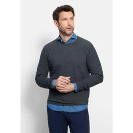Strickpullover OLYMP "OLYMP Casual Strick", Herren, Gr. L, marine, 100% Baumwolle, Pullover Strickpullover