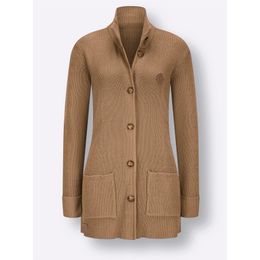 Cardigan Casual Looks, Damen, Gr. 40, camel, 50% Viskose, 28% Polyester, 22% Polyamid, unifarben, Strickjacken