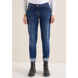 Comfort-fit-Jeans Cecil, Damen, Gr. 27, L&auml;nge 30, mid blau used wash, Jeans, 77% Baumwolle, 20% Polyester, 3% Elasthan, unifarben, kn&ouml;chelfrei, Jeans, Middle Waist