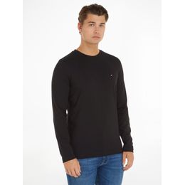 Longsleeve Tommy Hilfiger "TOMMY LOGO LONG SLEEVE TEE", Herren, Gr. L (52), schwarz, Single Jersey, Obermaterial: 100% Baumwolle, bestickt, unifarben, normal h&uuml;ftlang, Rundhals, Shirts, mit Logodruck