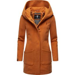 Wintermantel Marikoo "Maikoo", Damen, Gr. L (40), braun (zimt), Oberstoff: 90% Polyacryl, 8% Viskose, 2% Elasthan. Futter: 100% Polyester. &Auml;rmelfutter: 100% Polyester, tailliert Po-bedeckend, &Auml;rmel ohne &Auml;rmelschlitz normaler Saum, M&auml;ntel Wintermantel, hochwertiger Mantel in Wollmantel-Optik mit gro&szlig;er Kapuze