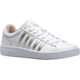Sneaker K-Swiss "Court Winston W", Damen, Gr. 39, silber (wei&szlig;, silbergoldfarben), Leder, Schuhe Sneaker