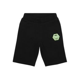 Shorts Philipp Plein "Iconic Plein", Jungen, Gr. 8, weite Kindergr&ouml;&szlig;en, 0205, schwarz, gr&uuml;n, Obermaterial: 95% Baumwolle, 5% Elasthan, Hosen Shorts