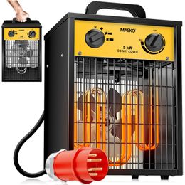 Masko&reg; Elektroheizer Heizl&uuml;fter Bauheizer mit integriertem Thermostat elektrisch Heizger&auml;t mit 3 Heizstufen Heizgebl&auml;se f&uuml;r Innen- und Au&szlig;eneinsatz &Uuml;berlastschutz Elektroheizgebl&auml;se