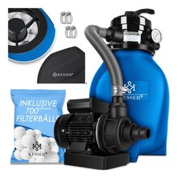 Kesser&reg; Sandfilter Sandfilteranlage + 800g Filterb&auml;lle ersetzen 25kg Filtersand- Poolfilter 10 m&sup3;/h Filteranlage Filterkessel f&uuml;r Pool Schwimmbecken 4-Wege Ventil , einfache Steuerung