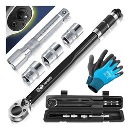 Masko&reg; Drehmomentschl&uuml;ssel 6tlg. Set 40-210Nm 1/2 ' CV inkl. 3 Steckn&uuml;ssen 17mm, 19mm, 21mm und Verl&auml;ngerung 125mm inkl. Koffer +/- 4% Toleranz Reifenschl&uuml;ssel Auto Drehmoment-Schl&uuml;ssel