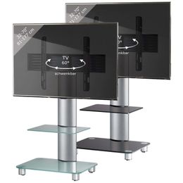 Vcm TV Standfu&szlig; mit Zwischenboden 32-70 Zoll VESA max. 600x400 Fernseh St&auml;nder aus Alu TV St&auml;nder Ma&szlig;e ca. H. 100 x B. 60 x T. x 44 cm Fernsehstand Tosal