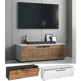 Vcm TV M&ouml;bel Lowboard Fernsehschrank mit breiter Klappt&uuml;r Ma&szlig;e H. 39 x B. 115 x T. 40 cm Fernseh M&ouml;bel &ndash; Arila M