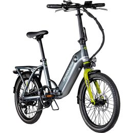 Z&uuml;ndapp Z&uuml;ndapp ZT20R Ebike Klapprad f&uuml;r Erwachsene 145 - 180 cm Pedelec f&uuml;r Damen und Herren 20 Zoll mit 6 G&auml;ngen grau/gr&uuml;n