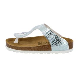 Pantolette Lico "Zehenstegpantolette Bioline Stone Kids", M&auml;dchen, Gr. 27, blau, Synthetik, Schuhe Pantolette