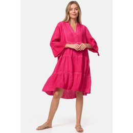 PM SELECTED Damen Leichtes Sommer Minikleid aus Musselin mit R&uuml;schen & 3/4 &Auml;rmel in Einheitsgr&ouml;&szlig;e PM39