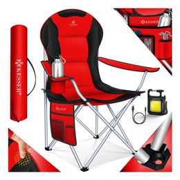 Kesser&reg; Campingstuhl faltbar bis 150 kg Angelstuhl Faltstuhl Klappstuhl Gepolstert mit Armlehnen, Getr&auml;nkehalter + Tasche mit hoher R&uuml;ckenlehne, Strandstuhl, Klapphocker