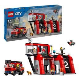 Lego&reg; Feuerwehrstation mit Drehleiterfahrzeug