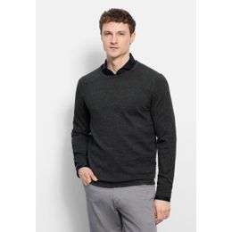 Strickpullover OLYMP "OLYMP Casual Strick", Herren, Gr. L, anthrazit, 100% Baumwolle, Pullover Strickpullover