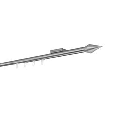 ONDECO Gardinenstange auf Ma&szlig; Innenlauf 20mm Kegel 1-lauf Deckentr&auml;ger 1,1cm mit Gleiter Farbe: Edelstahl-Optik, Gr&ouml;&szlig;e: 180cm