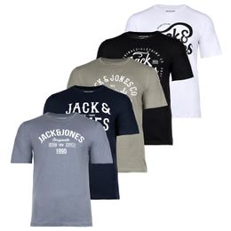 Jack & Jones JJLEOGRA TEE CREW NECK 5PK Herren T-Shirt