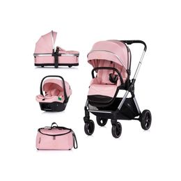 Chipolino Kombikinderwagen Euphoria 3in1 Sportsitz Babyschale umbaubar klappbar rosa