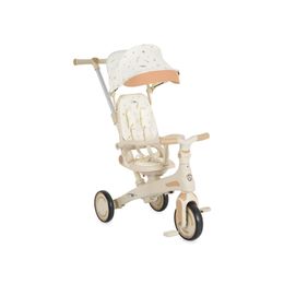 Byox Dreirad, Tricycle Juno 4 in 1 Laufrad Schiebegriff Sitzdrehung Sonnendach wei&szlig; beige