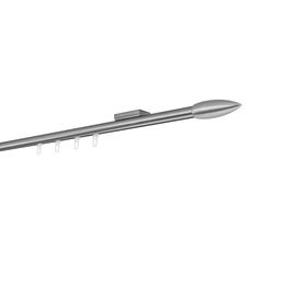 ONDECO Gardinenstange auf Ma&szlig; Innenlauf 20mm Patrone 1-lauf Deckentr&auml;ger 1,1cm mit Gleiter Farbe: Edelstahl-Optik, Gr&ouml;&szlig;e: 190cm