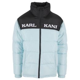 Winterjacke Karl Kani "Karl Kani Karl Kani Retro Essential Puffer Jacket", Herren, Gr. M, light blau, 100% Polyester, mehrfarbig, normal, amerikanischer Ausschnitt, Jacken Winterjacke