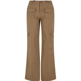 Cargohose Karl Kani "Karl Kani Karl Kani Signature Straight Leg Cargo Pants", Damen, Gr. XS, US-Gr&ouml;&szlig;en, schwarzsand, 100% Baumwolle, unifarben, loose fit, Hosen Cargohose