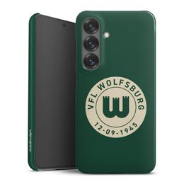 DeinDesign Galaxy S25 Handy Premium Case Smartphone Handyh&uuml;lle Schutzh&uuml;lle gl&auml;nzend 80 Jahre Vfl Wolfsburg Official Licensed Product Premium Case