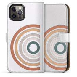 DeinDesign iPhone 12 Pro Max Handy Klapph&uuml;lle Handyh&uuml;lle aus Kunst Leder wei&szlig; Flip Case Circle Rainbow Water Colour Sideflip mit Lasche