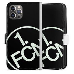 DeinDesign iPhone 12 Pro Handy Klapph&uuml;lle Handyh&uuml;lle aus Kunst Leder wei&szlig; Flip Case Logo 1. Fcn 1. Fc N&uuml;rnberg Sideflip mit Lasche