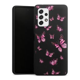 DeinDesign Galaxy A53 5G Handy Premium Silikon H&uuml;lle Handyh&uuml;lle schwarz Case Muster Butterfly Motiv Ohne Hintergrund Silikon Premium Case