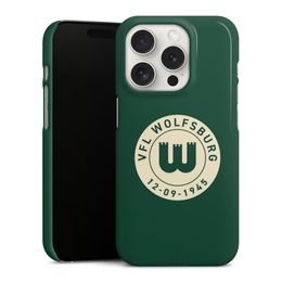 DeinDesign iPhone 15 Pro Handy Premium Case Smartphone Handyh&uuml;lle Schutzh&uuml;lle gl&auml;nzend 80 Jahre Vfl Wolfsburg Official Licensed Product Premium Case