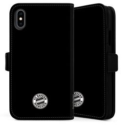 DeinDesign iPhone X Handy Klapph&uuml;lle Handyh&uuml;lle aus Kunst Leder schwarz Flip Case Official Licensed Product Fcb Fc Bayern M&uuml;nchen Sideflip mit langer Lasche