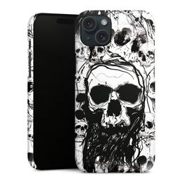 DeinDesign iPhone 15 Plus Handy Premium Case Smartphone Handyh&uuml;lle Schutzh&uuml;lle gl&auml;nzend Totenkopf Skulls Halloween Premium Case