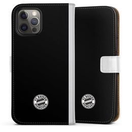 DeinDesign iPhone 12 Pro Max Handy Klapph&uuml;lle Handyh&uuml;lle aus Kunst Leder wei&szlig; Flip Case Official Licensed Product Fcb Fc Bayern M&uuml;nchen Sideflip mit Lasche