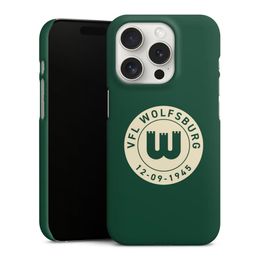DeinDesign iPhone 15 Pro Handy Premium Case Smartphone Handyh&uuml;lle Schutzh&uuml;lle matt 80 Jahre Vfl Wolfsburg Official Licensed Product Premium Case
