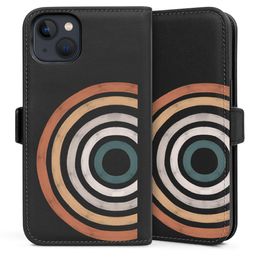 DeinDesign iPhone 13 Handy Klapph&uuml;lle Handyh&uuml;lle aus Kunst Leder schwarz Flip Case Circle Rainbow Water Colour Sideflip mit Lasche