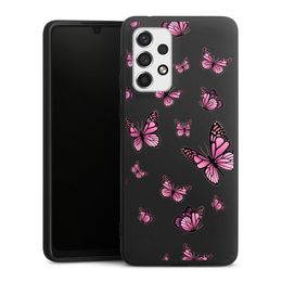 DeinDesign Galaxy A33 5G Handy Premium Silikon H&uuml;lle Handyh&uuml;lle schwarz Case Motiv Ohne Hintergrund Muster Butterfly Silikon Premium Case