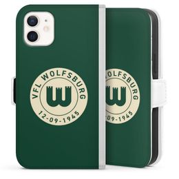 DeinDesign iPhone 12 mini Handy Klapph&uuml;lle Handyh&uuml;lle aus Kunst Leder wei&szlig; Flip Case 80 Jahre Official Licensed Product Vfl Wolfsburg Sideflip mit Lasche
