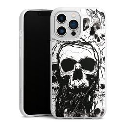 DeinDesign iPhone 13 Pro Handy Silikon H&uuml;lle Case wei&szlig; Handyh&uuml;lle Totenkopf Skulls Halloween Silikon Case