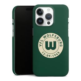 DeinDesign iPhone 14 Pro Handy Premium Case Smartphone Handyh&uuml;lle Schutzh&uuml;lle matt 80 Jahre Vfl Wolfsburg Official Licensed Product Premium Case