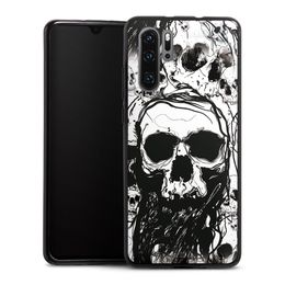DeinDesign Huawei P30 Pro Handy Silikon H&uuml;lle Case schwarz Handyh&uuml;lle Totenkopf Skulls Halloween