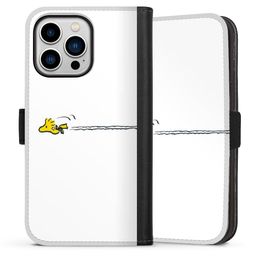 DeinDesign iPhone 13 Pro Handy Klapph&uuml;lle Handyh&uuml;lle aus Kunst Leder schwarz Flip Case Peanuts Official Licensed Product Children Sideflip mit Lasche