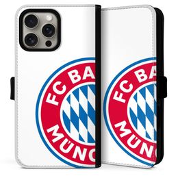 DeinDesign iPhone 16 Pro Handy Klapph&uuml;lle Handyh&uuml;lle aus Kunst Leder schwarz Flip Case Logo Fc Bayern M&uuml;nchen Fcb Sideflip mit Lasche