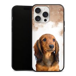 DeinDesign iPhone 15 Pro Max Handy Slim Case extra d&uuml;nn Silikon Handyh&uuml;lle schwarz H&uuml;lle Pet Dachshund Dog Silikon Slim Case
