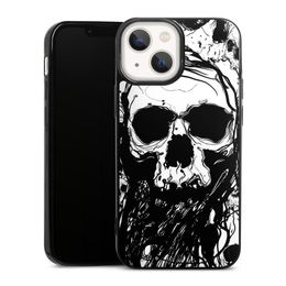 DeinDesign iPhone 13 Mini Handy Slim Case extra d&uuml;nn Silikon Handyh&uuml;lle schwarz H&uuml;lle Totenkopf Skulls Halloween Silikon Slim Case